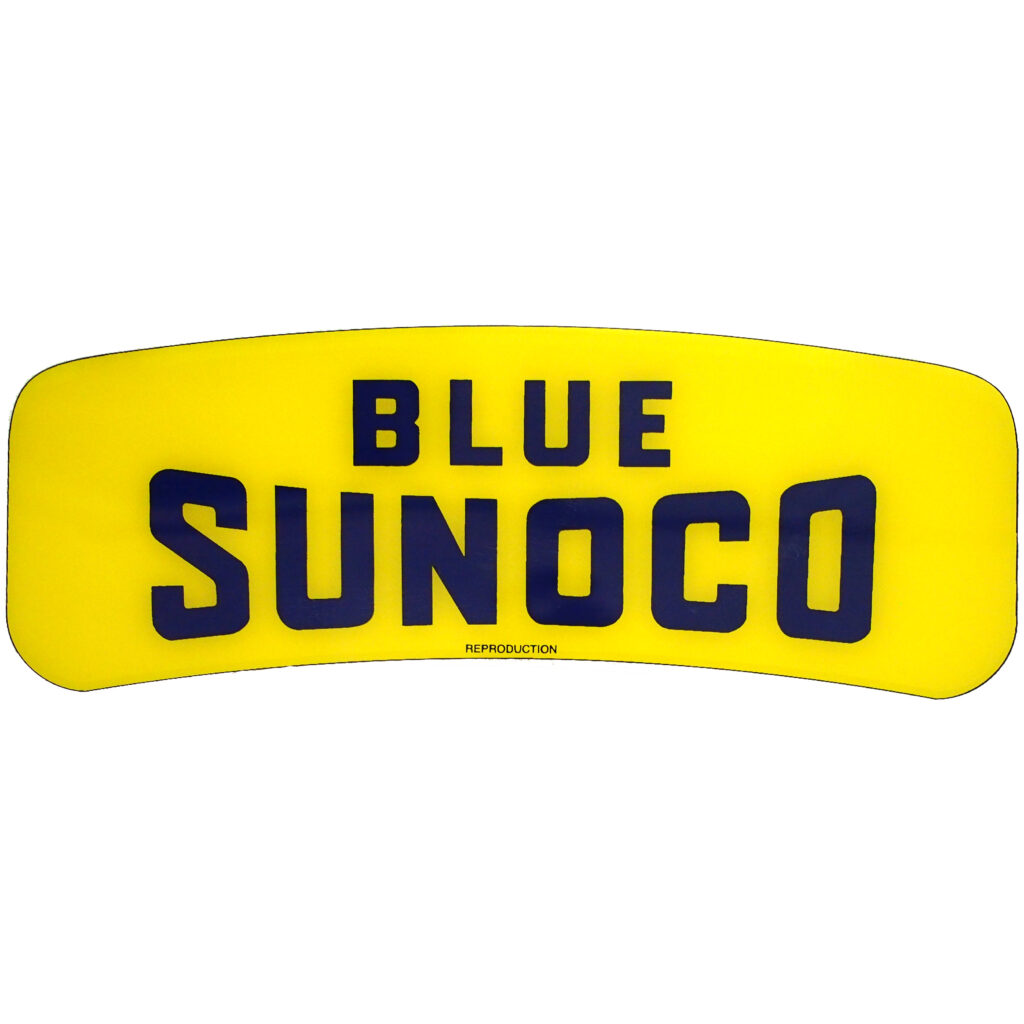 Blue Sunoco M&S 80 Crescent-Shaped Ad Glass & Rubber - Vic's 66