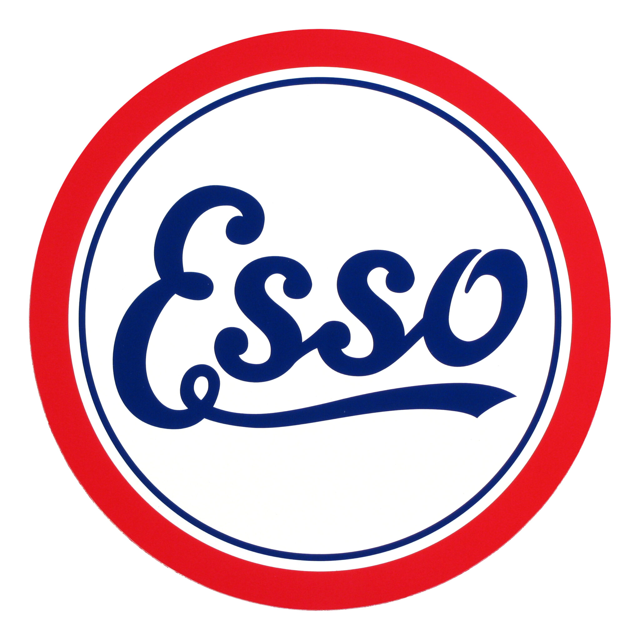 Esso Script Round Vinyl Decal - 12", 6", 3", 2" - Vic's 66