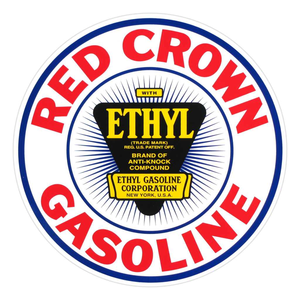 Red Crown Ethyl Gasoline 12" Round Vinyl Decal - Vic's 66