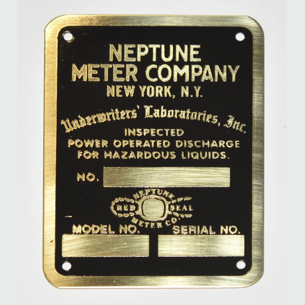 Neptune Meter Co. Brass ID Tag - Vic's 66