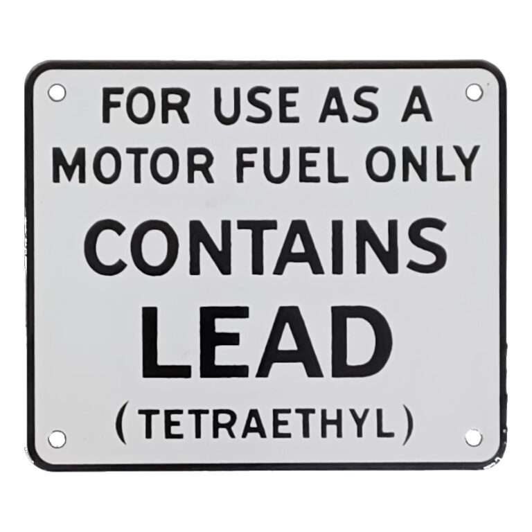 Contains Lead Porcelain Sign - 6" x 7" (Small) - Vic's 66